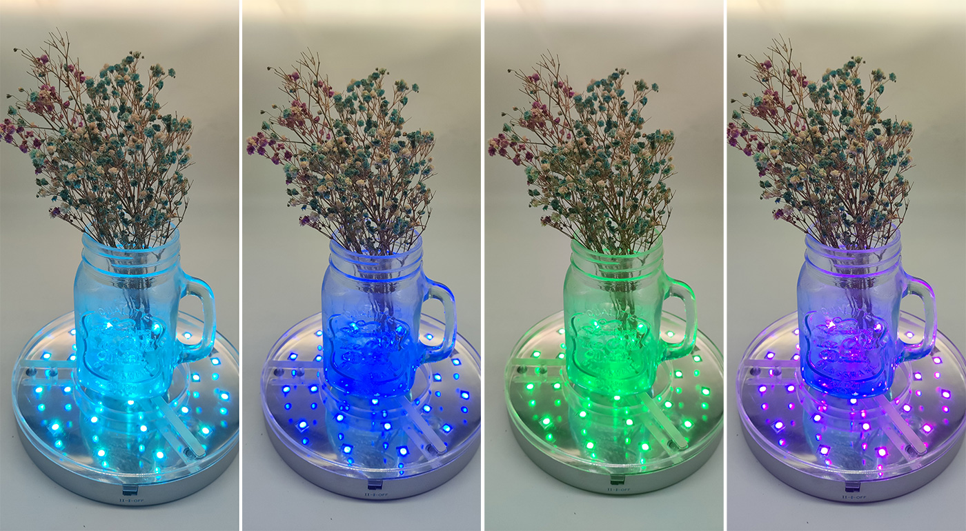LED Light Base 6 inch Round Rechargeable RGB Multicolor LED Uplight ...